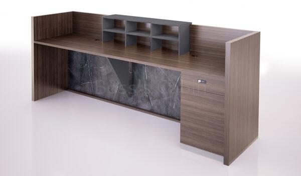 Nexa 8 Feet Reception Table In Pari Walnut: Boss's Cabin