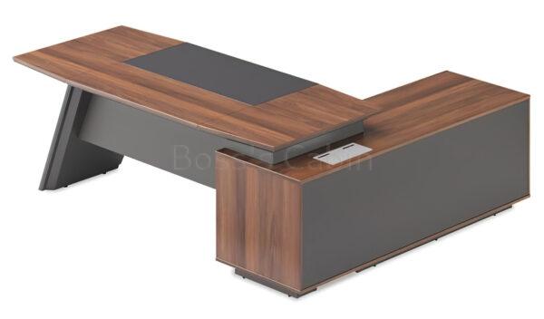 'Maxima' 7 Ft Walnut Finish Desk With Slanted Leg: Boss's Cabin