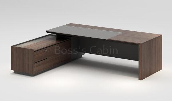 Nexa 8 feet Office Desk In Pari Walnut Finish: Boss's Cabin