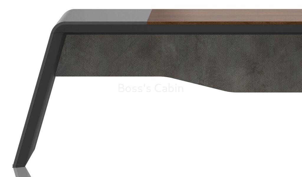 Inspira 7 Feet Office Desk In Norica Walnut Laminate: Boss's Cabin