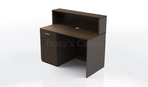 Karbon Reception Desk In 4 Feet Width | Dark Oak Finish: Boss'sCabin