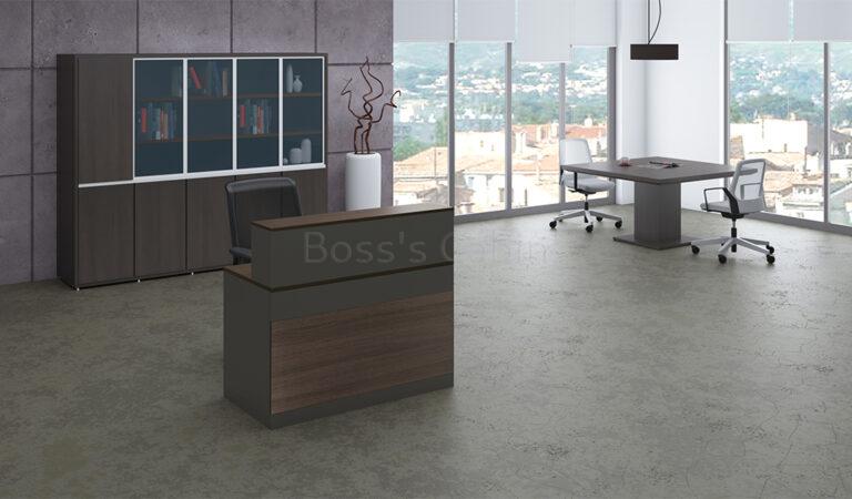 Karbon Reception Desk In 4 Feet Width | Dark Oak Finish: Boss'sCabin