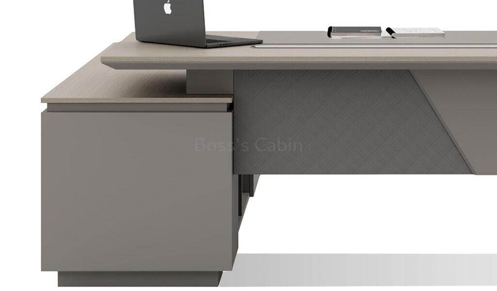 Lucira 6.5 Feet Desk With Slanted Leg In White Oak: Boss's Cabin