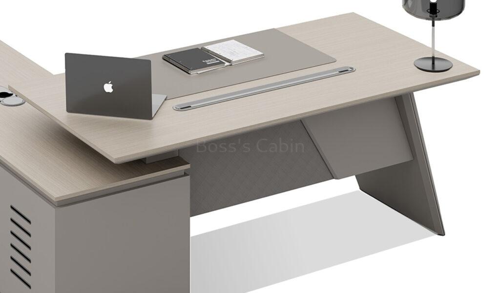 Lucira 6.5 Feet Desk With Slanted Leg In White Oak: Boss's Cabin
