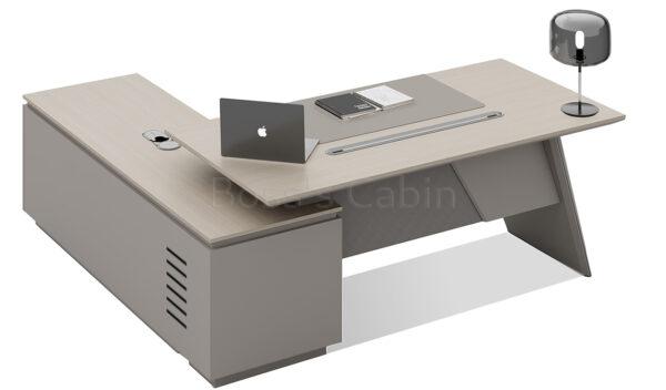 Lucira 6.5 Feet Desk With Slanted Leg In White Oak: Boss's Cabin