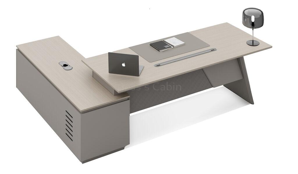 Lucira 8 Feet Desk With Slanted Leg In White Oak: Boss's Cabin