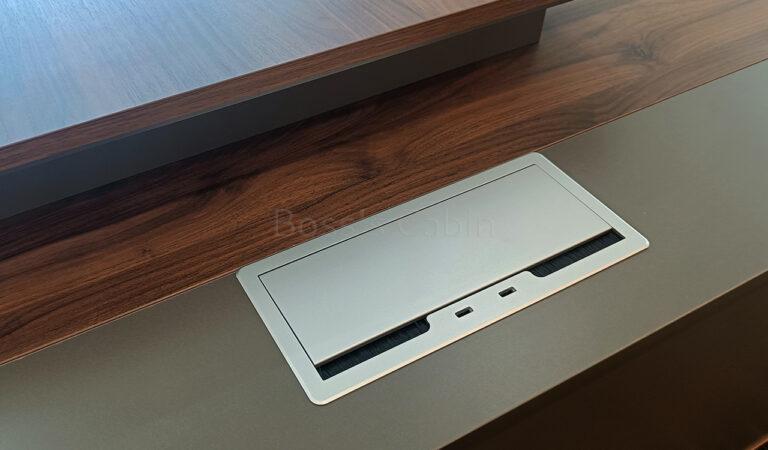 'Maxima' 7 Ft Walnut Finish Desk With Slanted Leg: Boss's Cabin