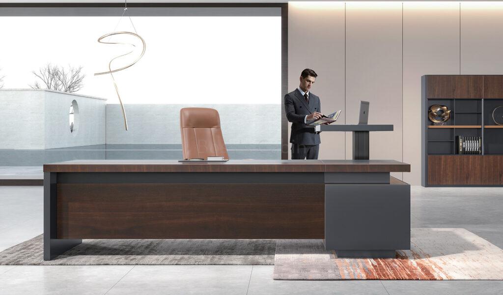 Larry 9 Feet Desk With Height Adjustable Side Desk : Boss'sCabin